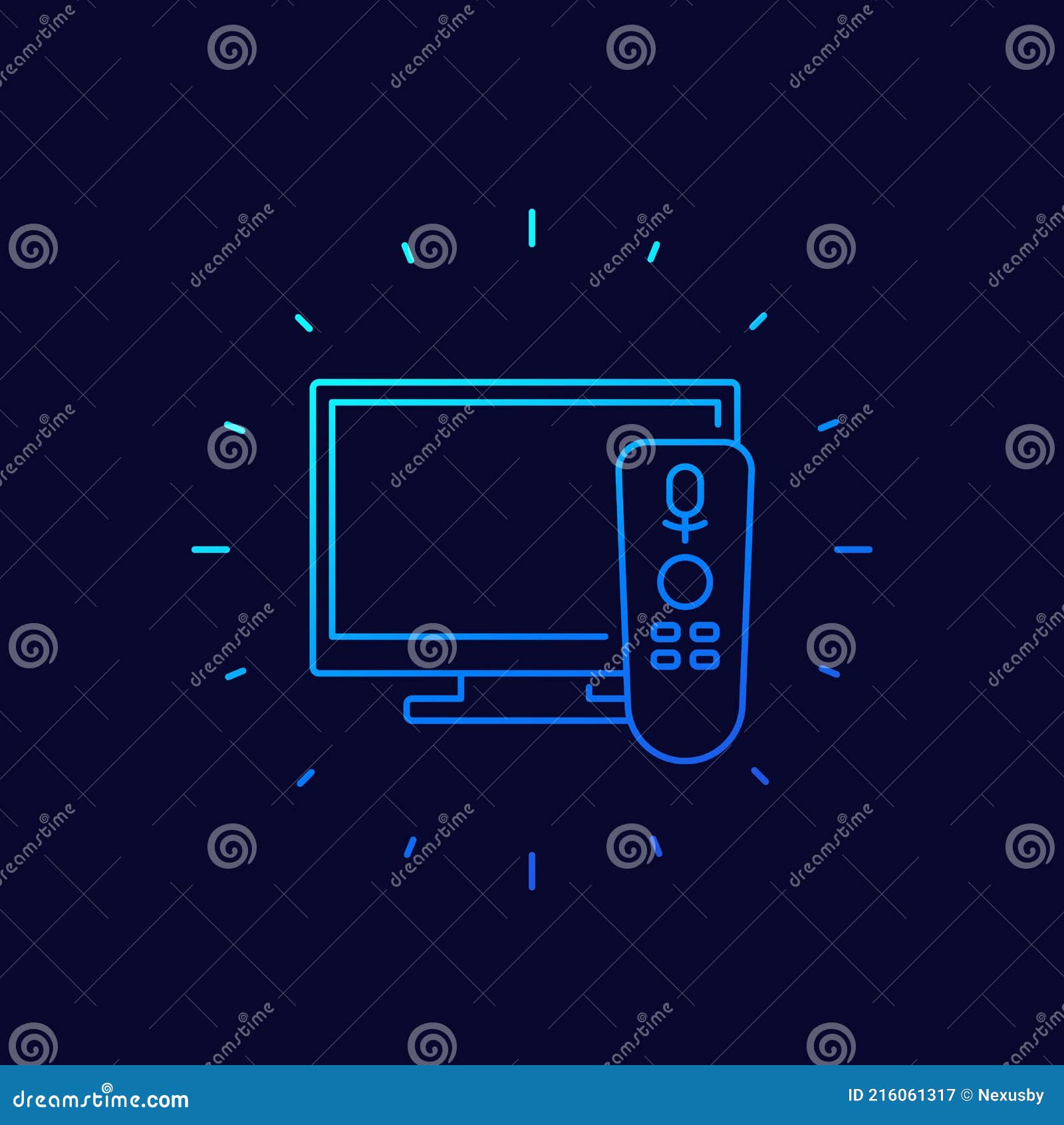 Tv with Voice Control Icon, Linear Art Stock Vector - Illustration of ...