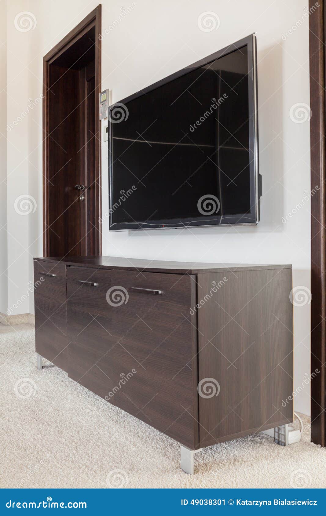 Tv on the wall stock image. Image of comfort, indoors - 49038301