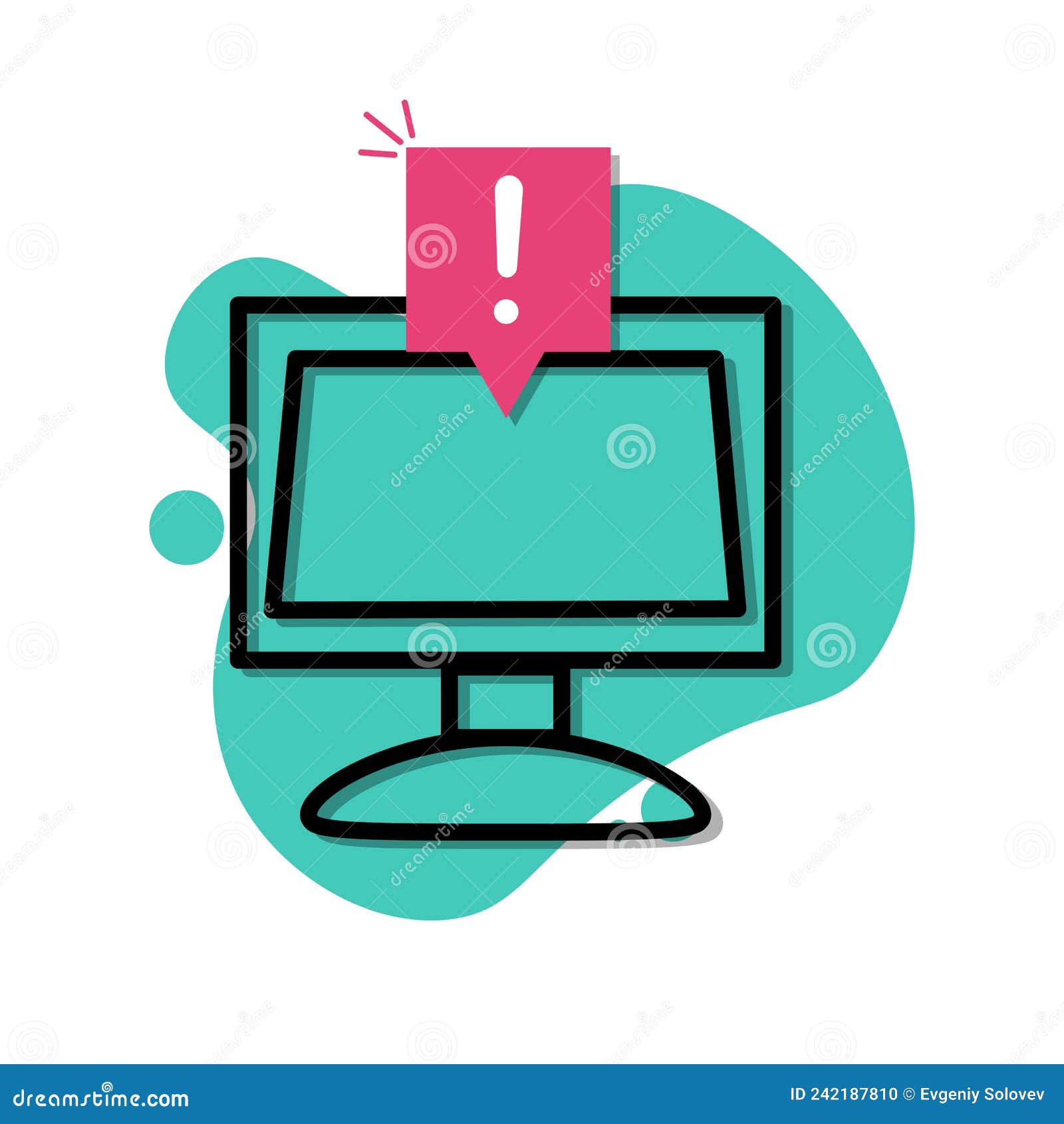 Tv with Warning Comment or Error Notice, Vector Flat Design. Stock ...