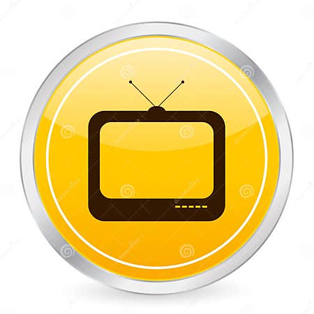TV yellow circle icon stock vector. Illustration of icon - 5320134