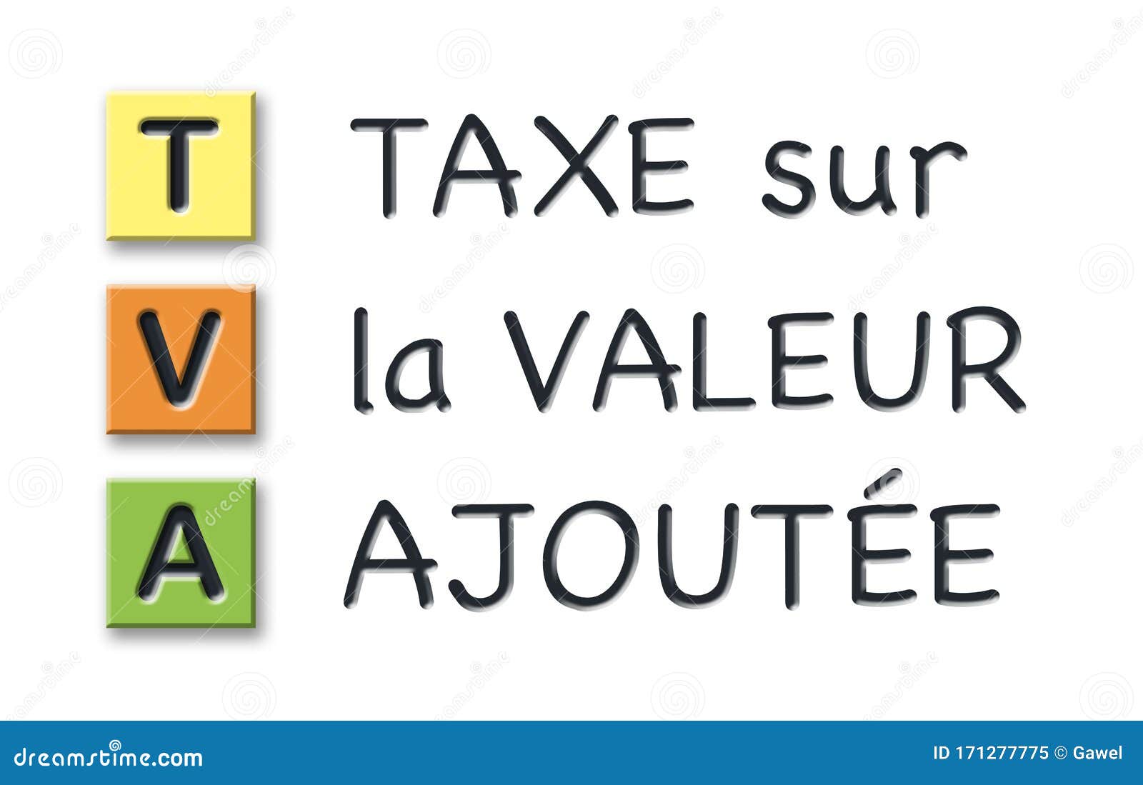TVA Initials in Colored 3d Cubes with Meaning in French Language Stock ...