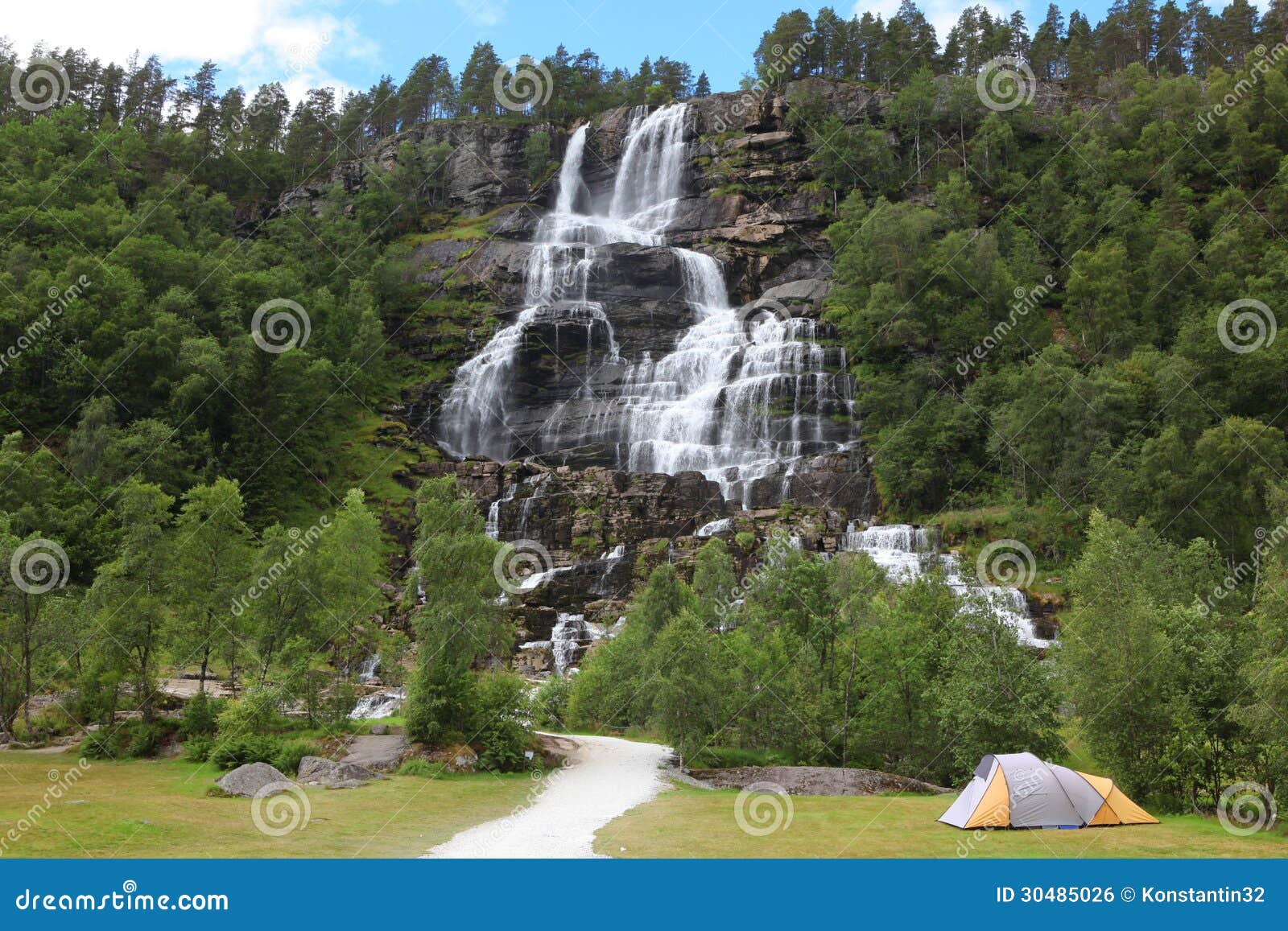 Tvindefossen waterfall stock photo. Image of nordic, fall - 30485026