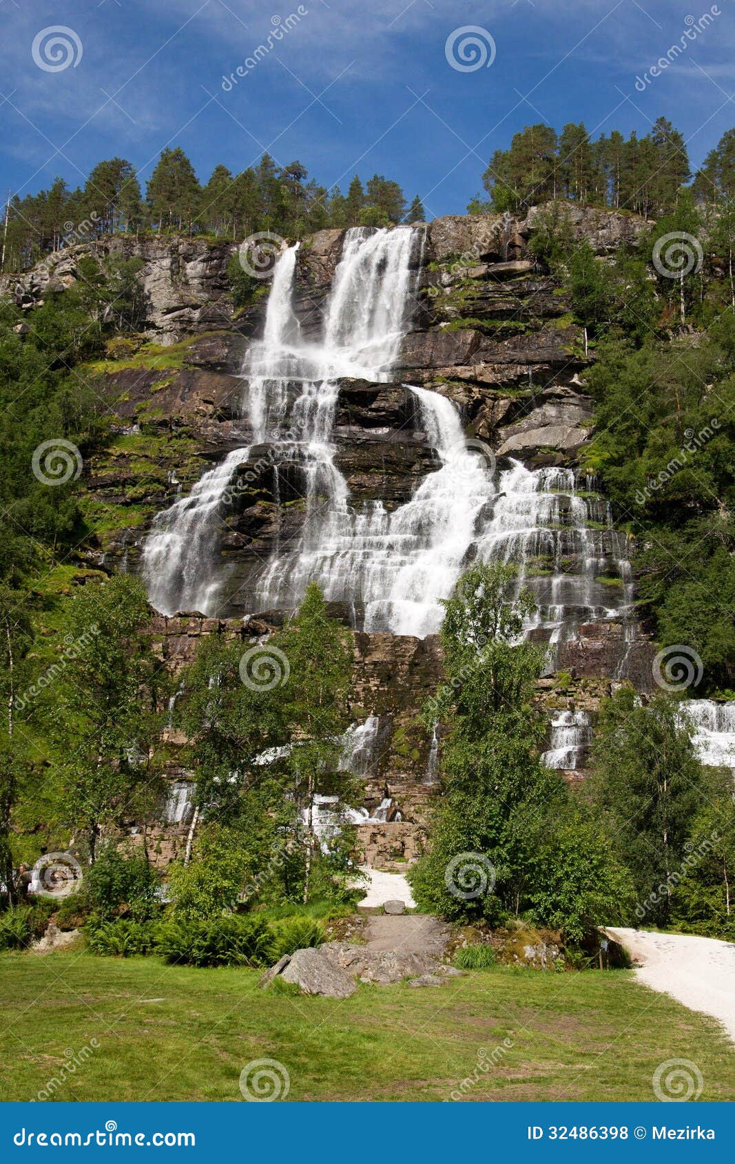 Tvindefossen Waterfall, Norway Stock Photo - Image of hike, remote ...