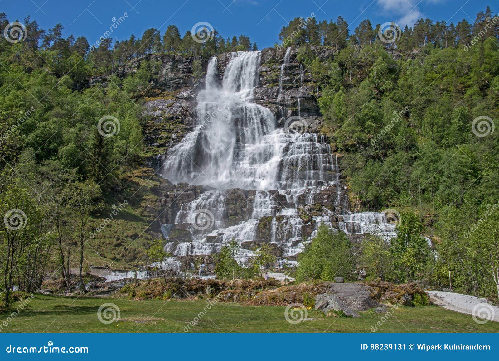 Tvindefossen waterfall stock image. Image of tourism - 88239131