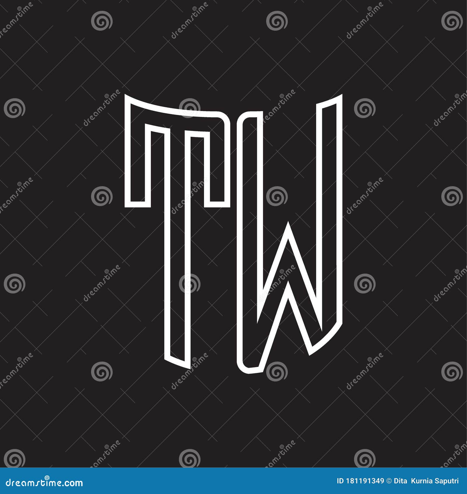 TW Logo Monogram with Ribbon Style Outline Design Template Stock Vector ...