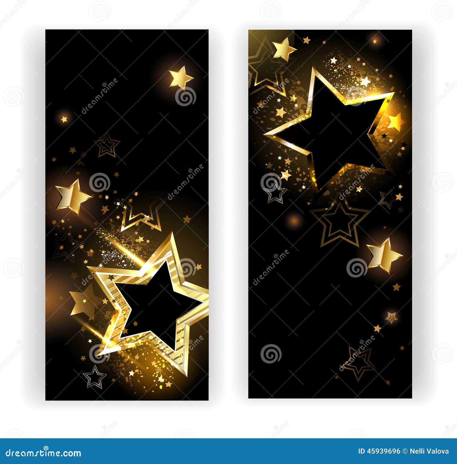 Twee Banners Met Gouden Sterren Vector Illustratie - Illustration of ...