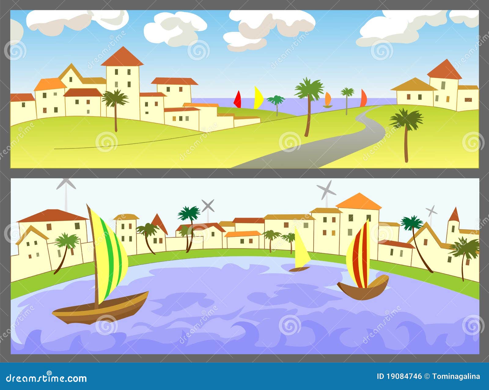 Twee Banners Met Zeegezichten Vector Illustratie - Illustration of ...