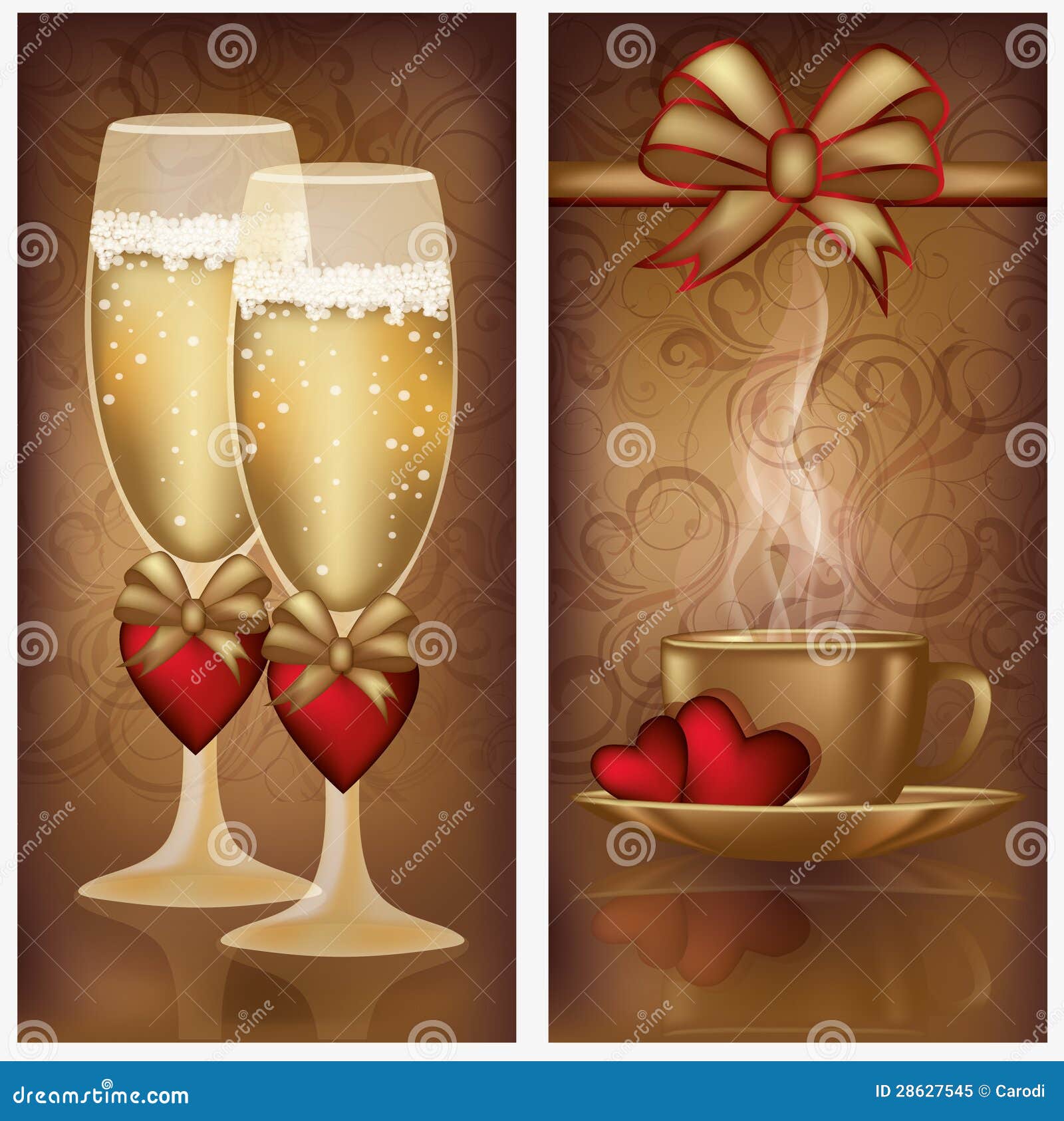 Twee Banners Van De Valentijnskaartendag Vector Illustratie ...