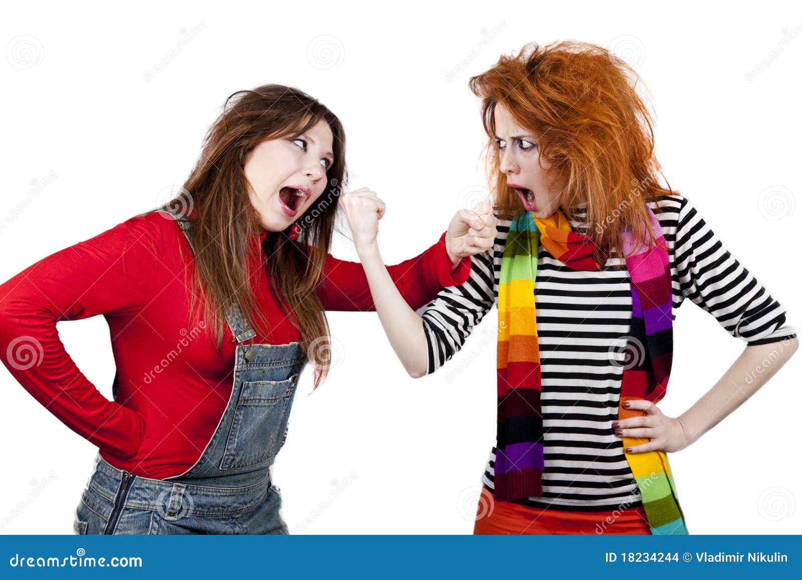 Twee Grappige Boze Meisjes. Stock Foto - Image of haar, grappig: 18234244