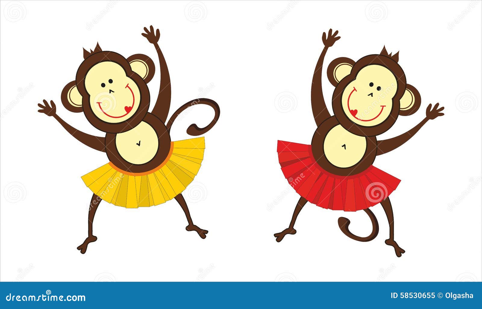Twee het dansen apen vector illustratie. Illustration of rokken - 58530655