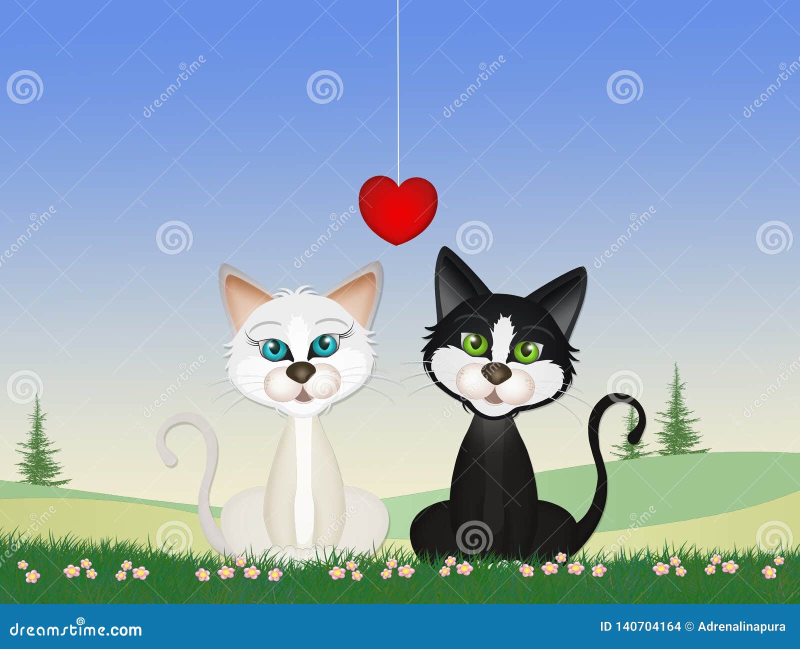Twee Katten in Liefde in De Weide Stock Foto - Image of liefde ...