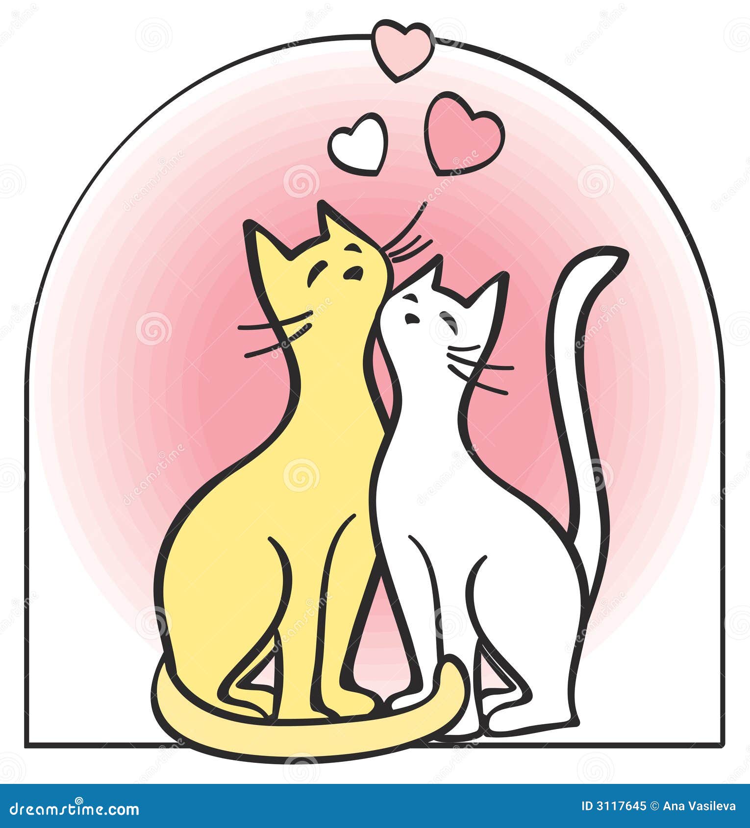 Twee Katten in Liefde. Vector. Vector Illustratie - Illustration of ...