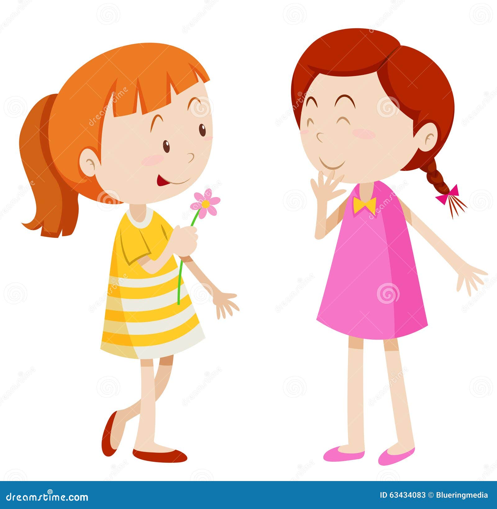 Twee Meisjes Die Met Elkaar Babbelen Vector Illustratie - Illustration ...