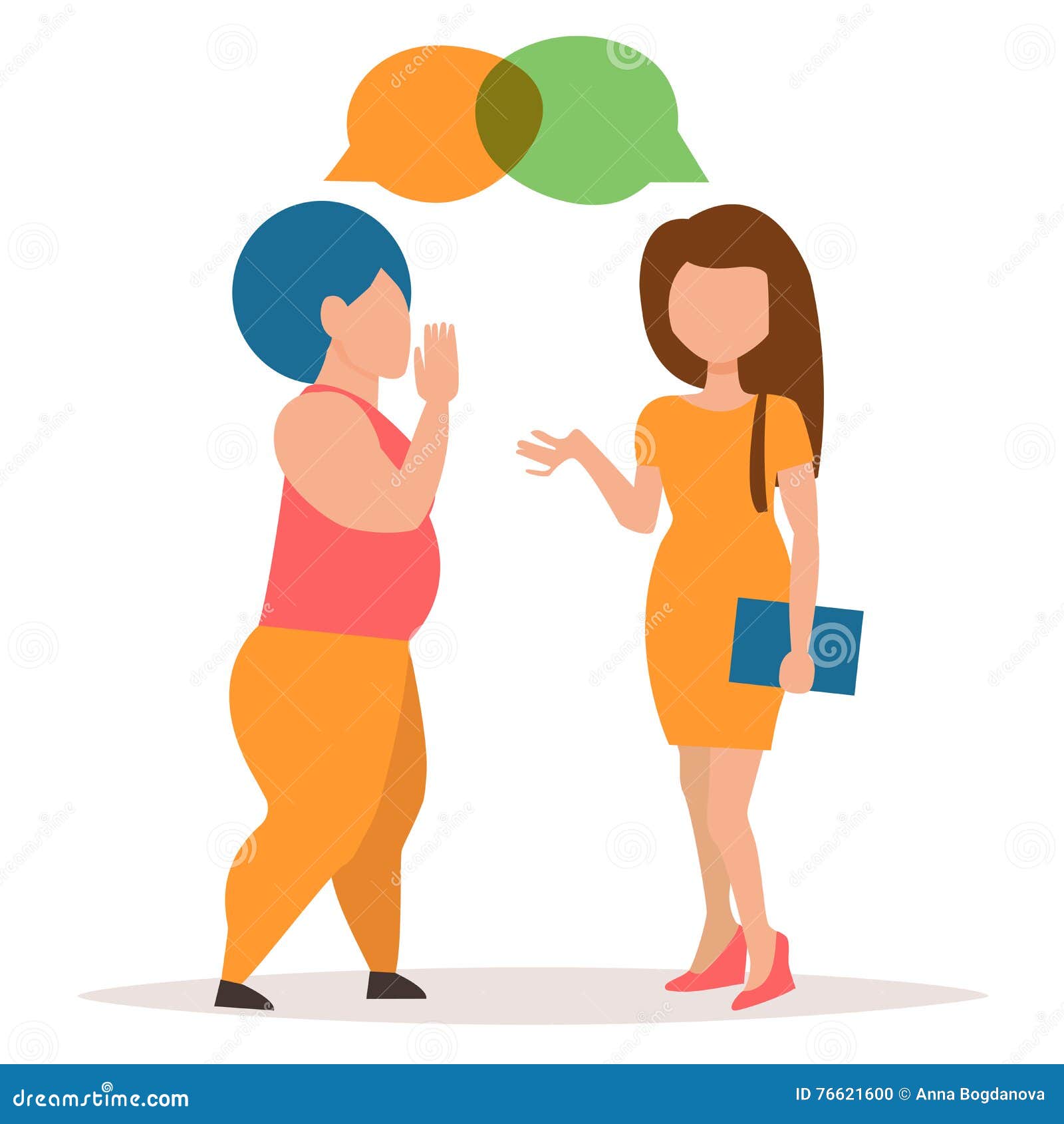 Twee meisjes het roddelen vector illustratie. Illustration of leuk ...