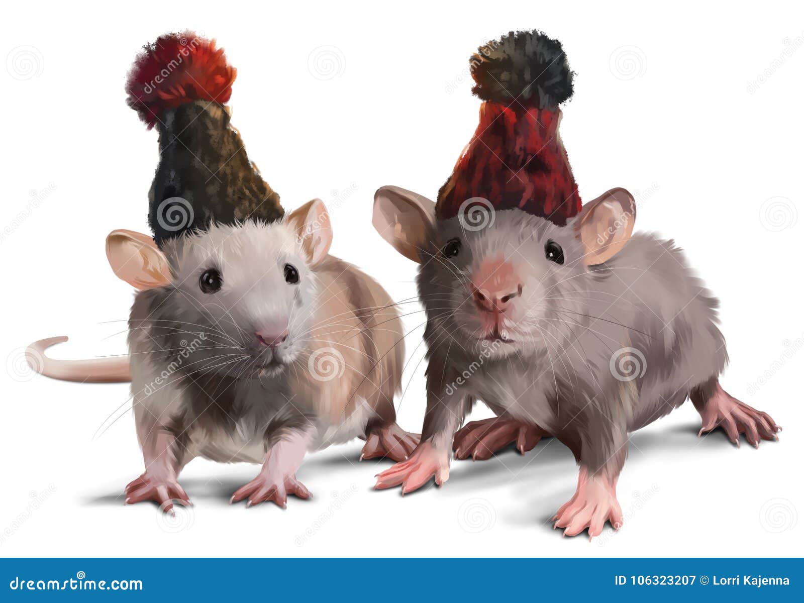 Twee Muizen Die Hoeden Dragen Stock Illustratie - Illustration of ...