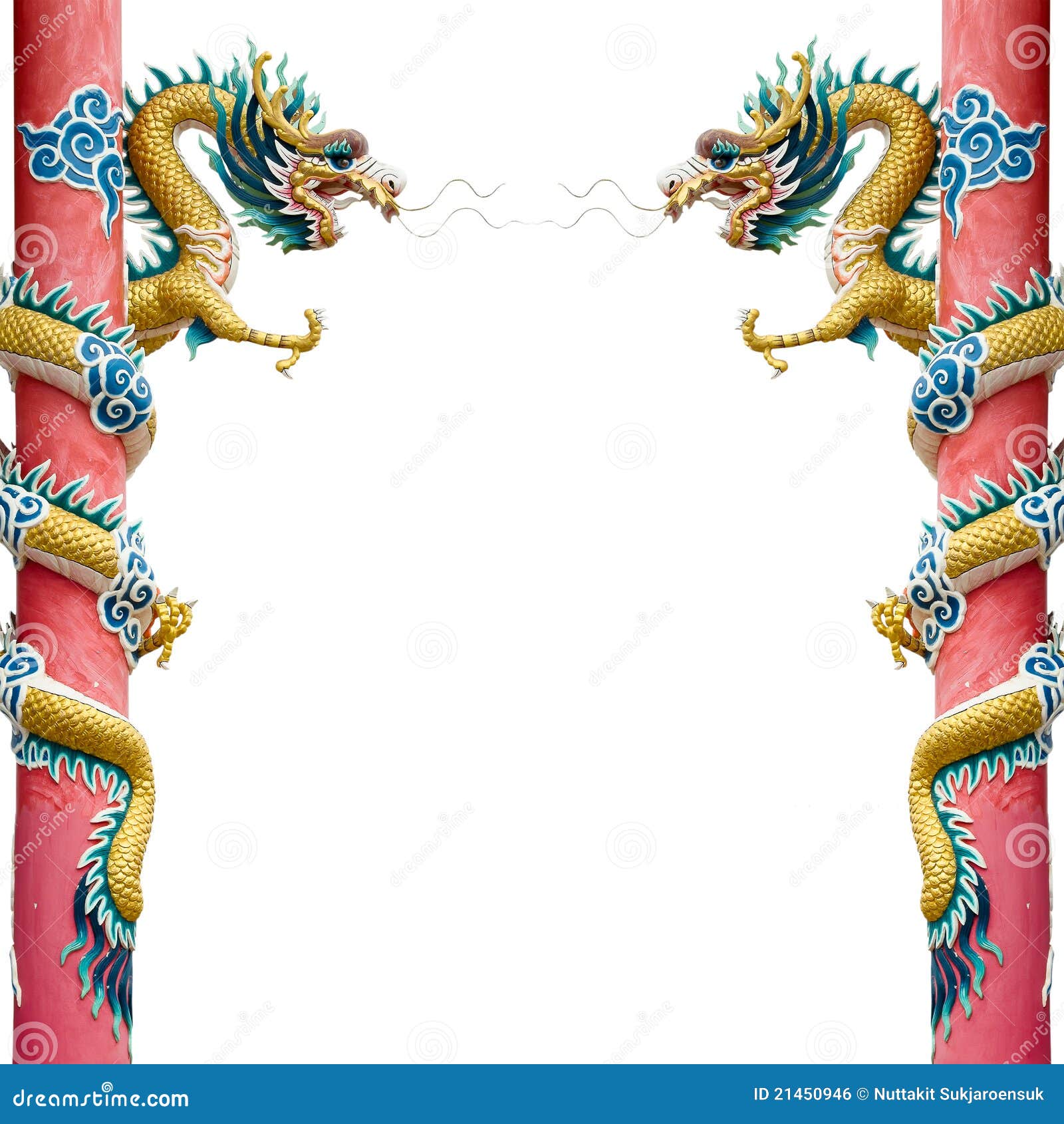 Tweeling Gouden Chinese Draak Stock Foto - Image of goud, vrede: 21450946