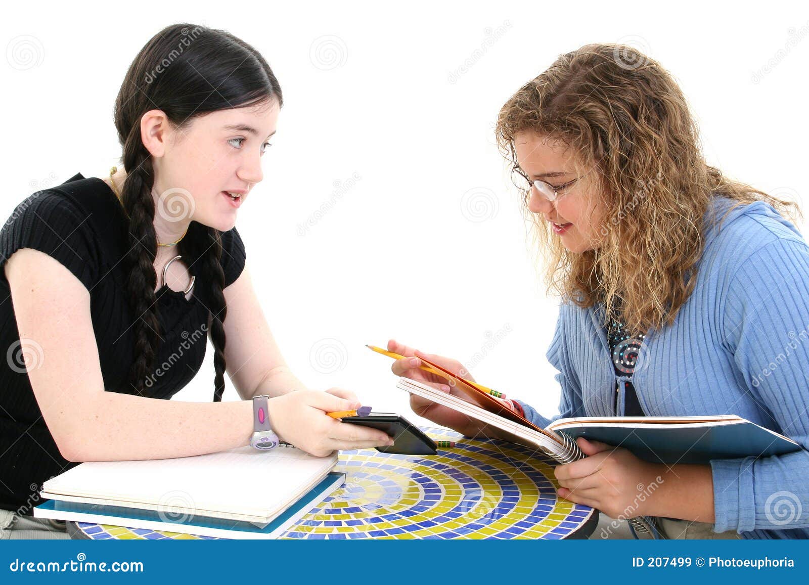 Tween Girls in Study Session Stock Image - Image of notebook, person ...