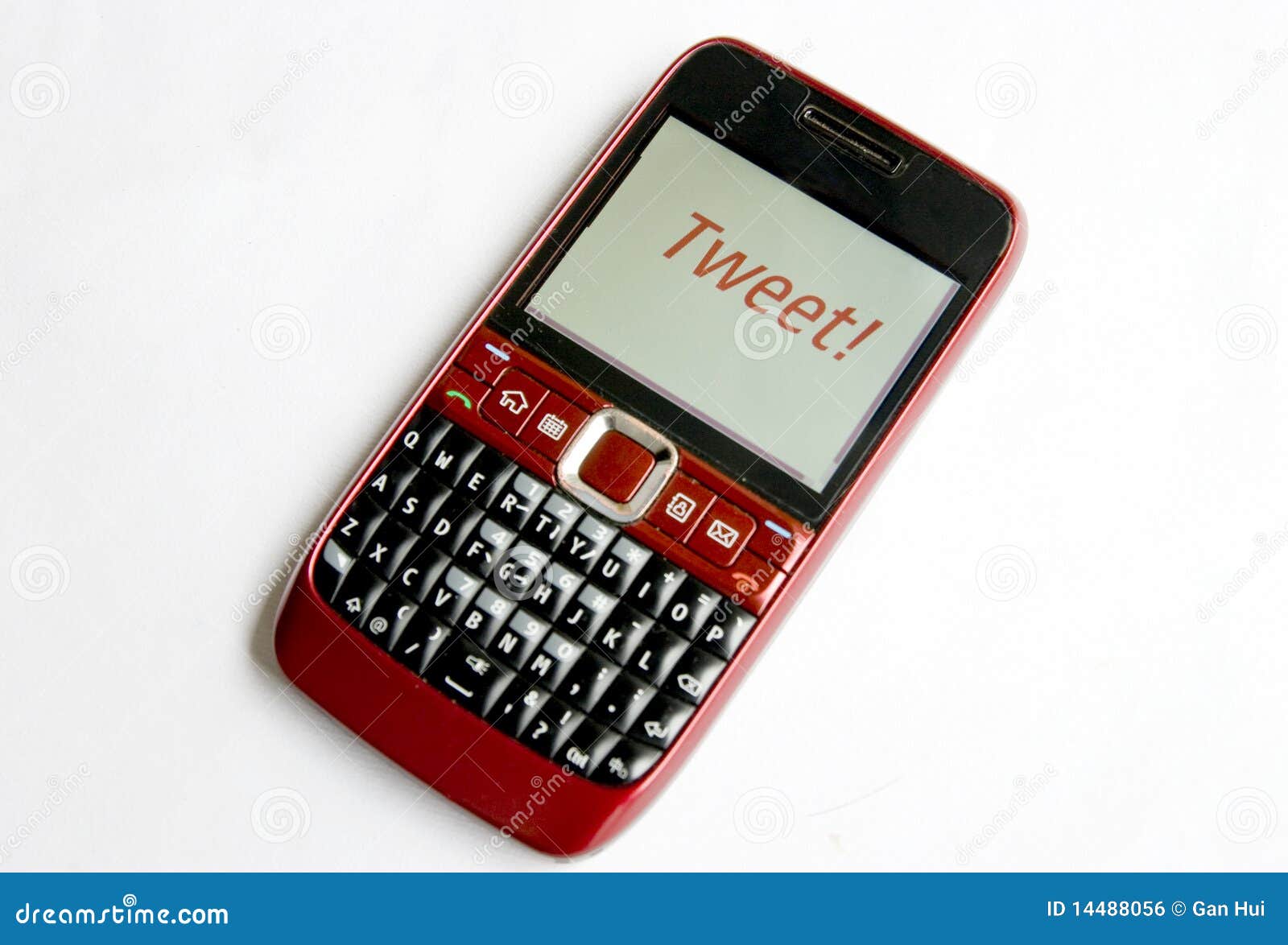 Tweet on a mobile phone stock photo. Image of discussion - 14488056