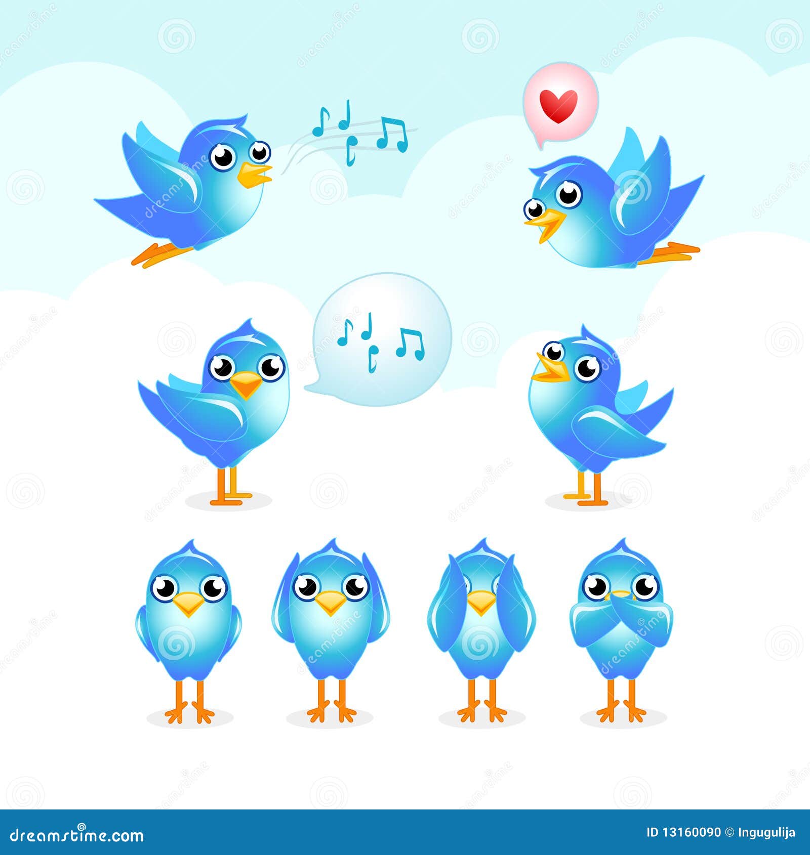 Tweet set stock vector. Illustration of cartoon, communication - 13160090