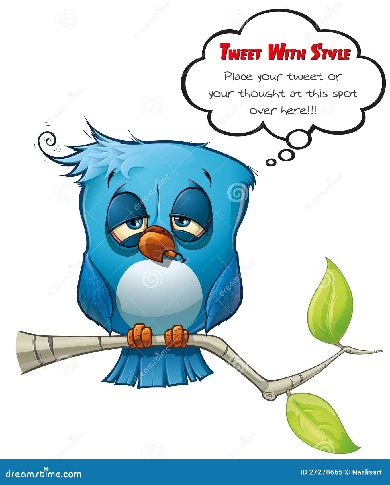 Tweeter Blue Bird Hangover stock illustration. Illustration of face ...
