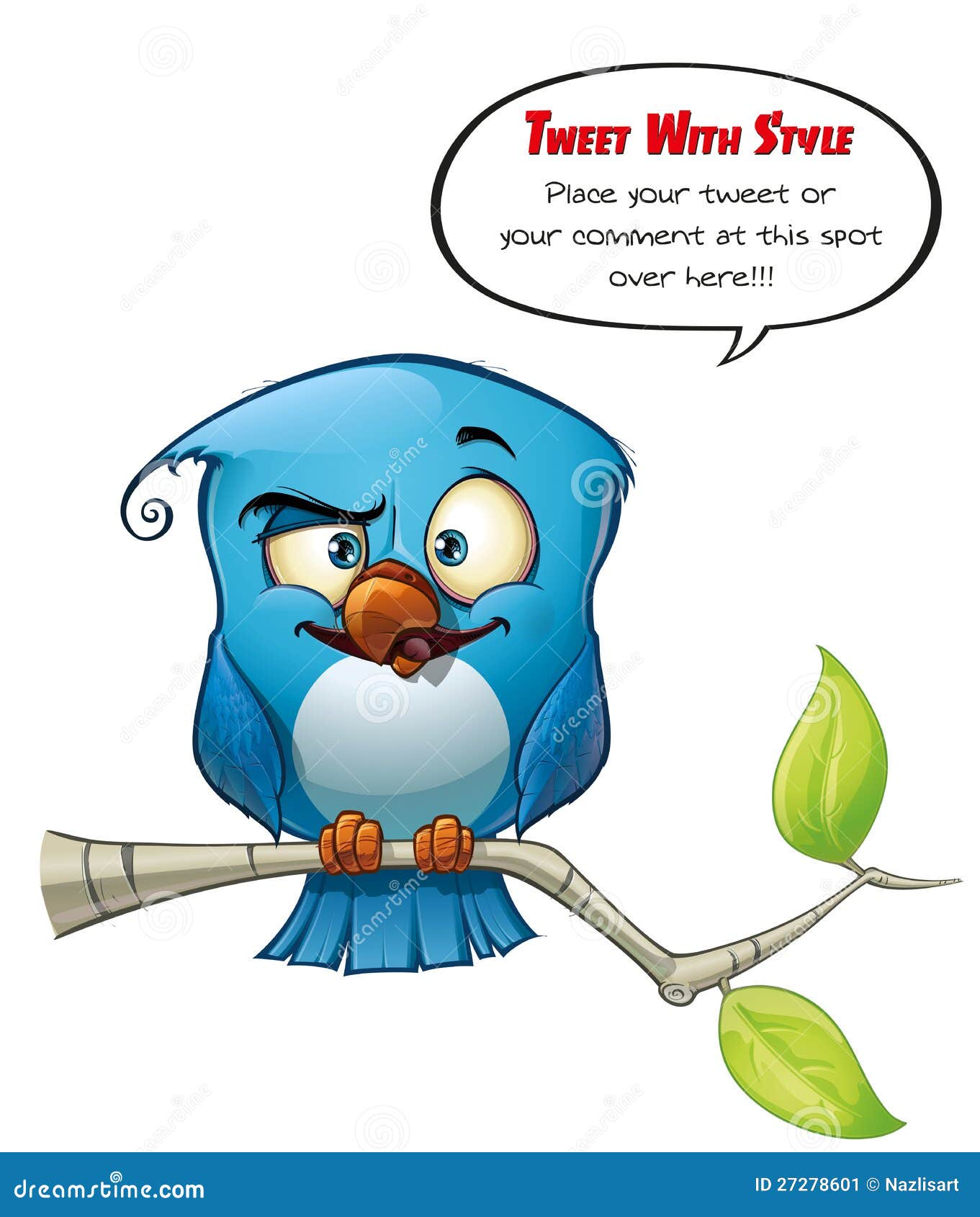 Tweeter Blue Bird Smarty stock illustration. Illustration of cartoon ...