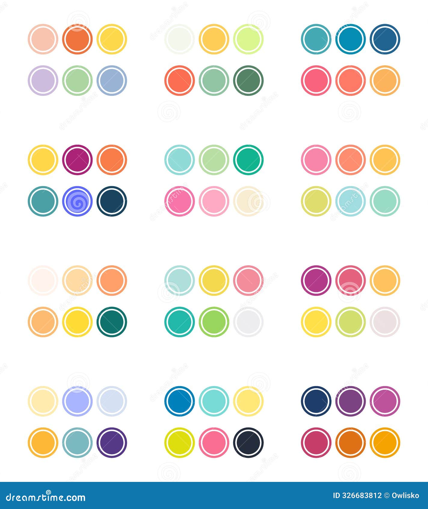 Twelve Bright and Fun Colour Palettes Stock Illustration - Illustration ...