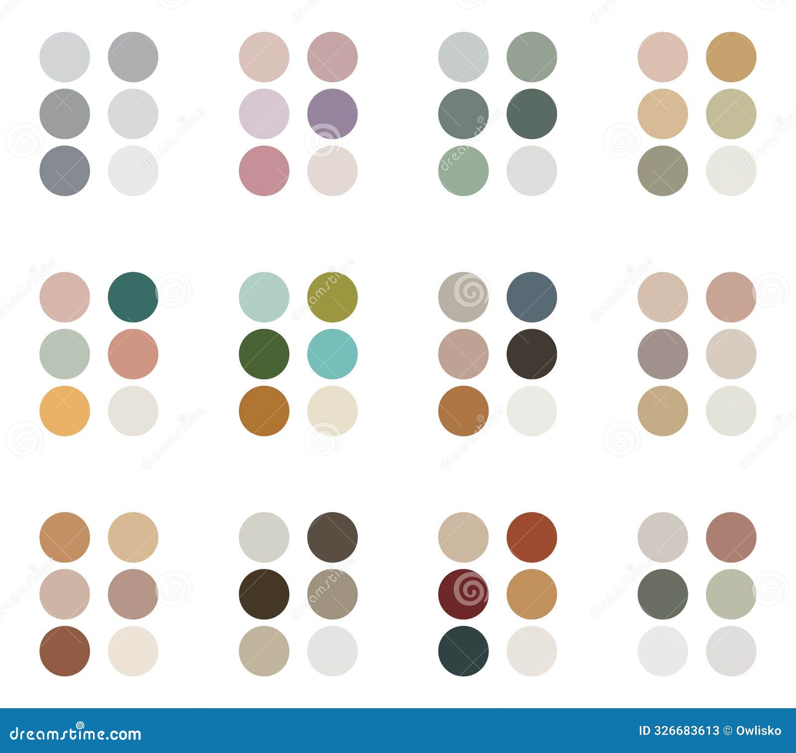 Twelve Calming or Neutral Colour Palettes Stock Illustration ...