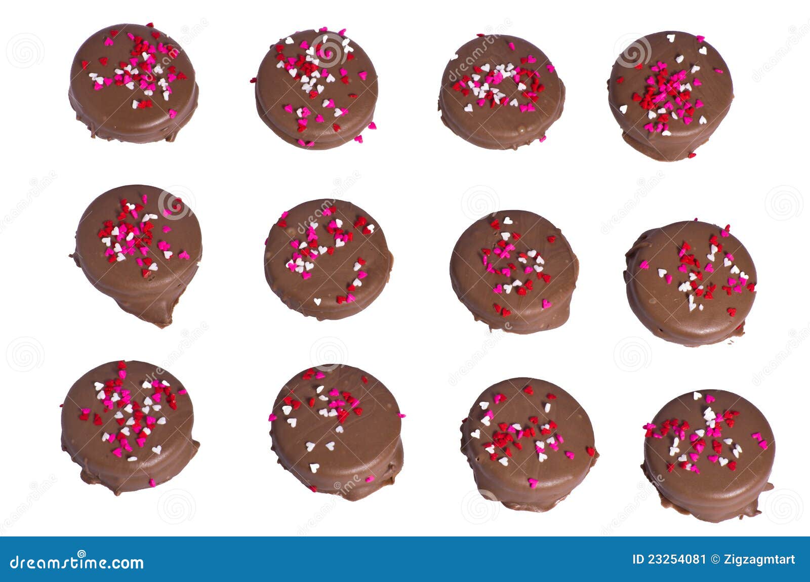 Twelve Chocolate Cookies with Heart Sprinkles Stock Image - Image of ...