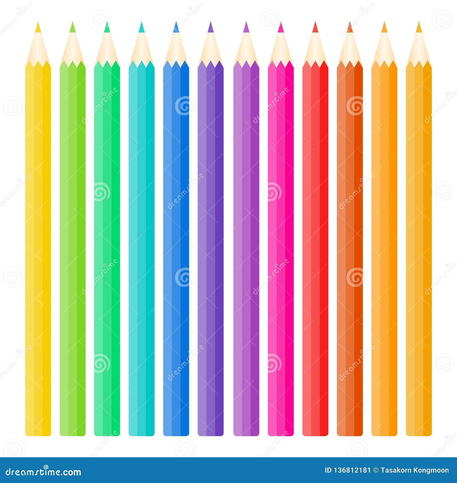 Twelve Color Pencils Isolated on White,vector Illustration Stock ...