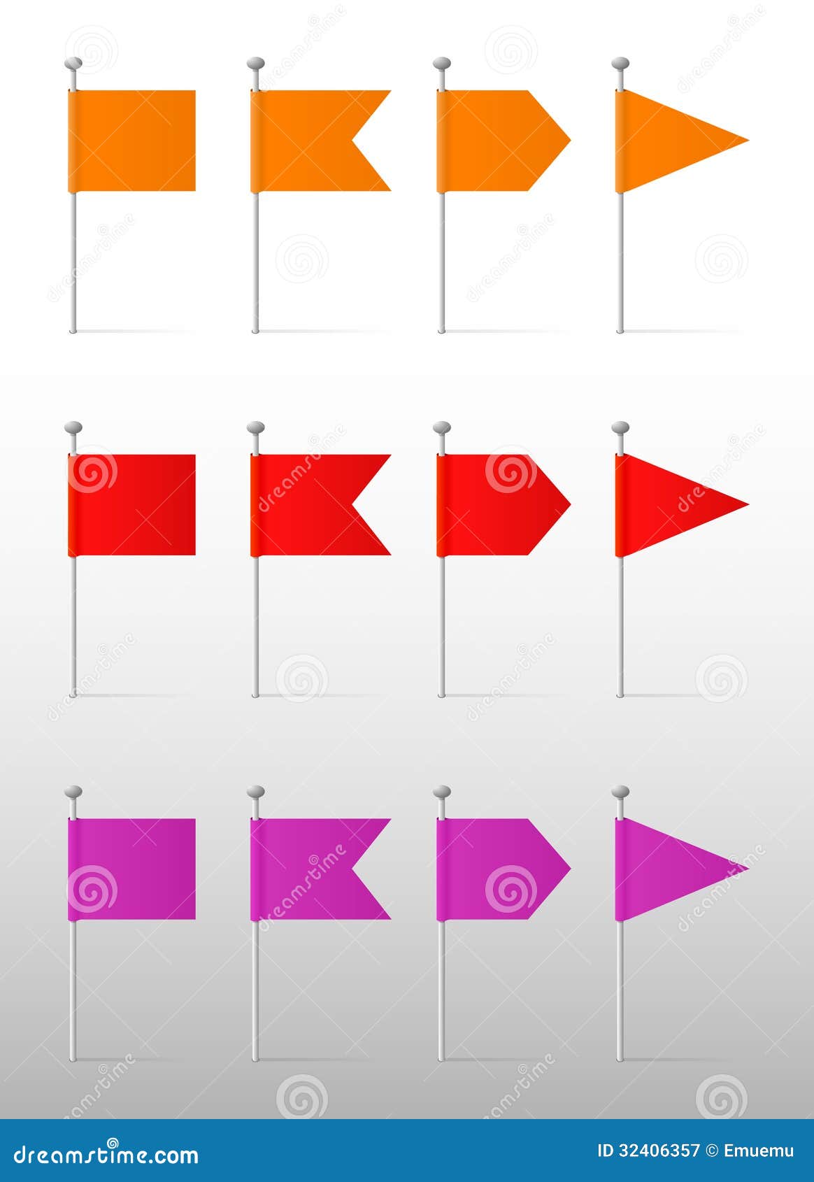 Twelve colored flags stock vector. Illustration of collection - 32406357