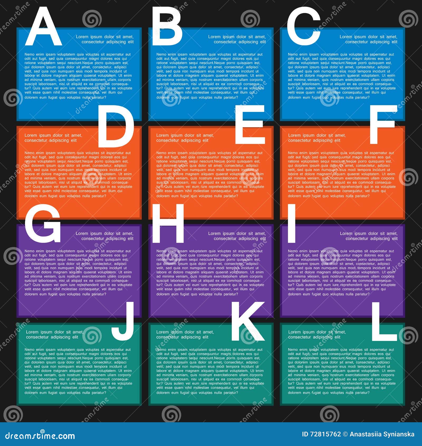 Twelve Colorfull Text Box with Steps for Infographics. Stock Vector ...