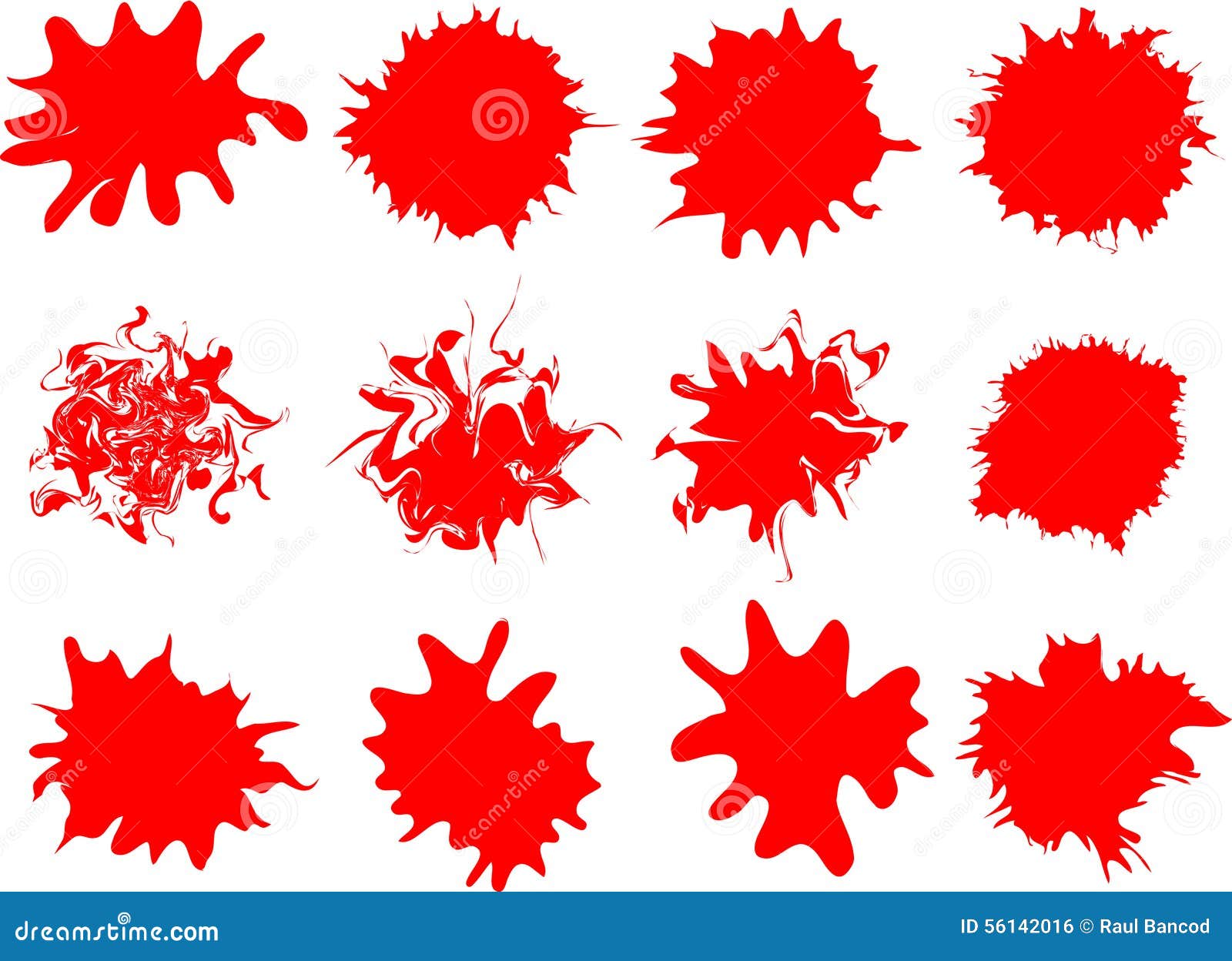 12 Twelve Different Flat Splash Splat Designs (Vector) Stock Vector ...