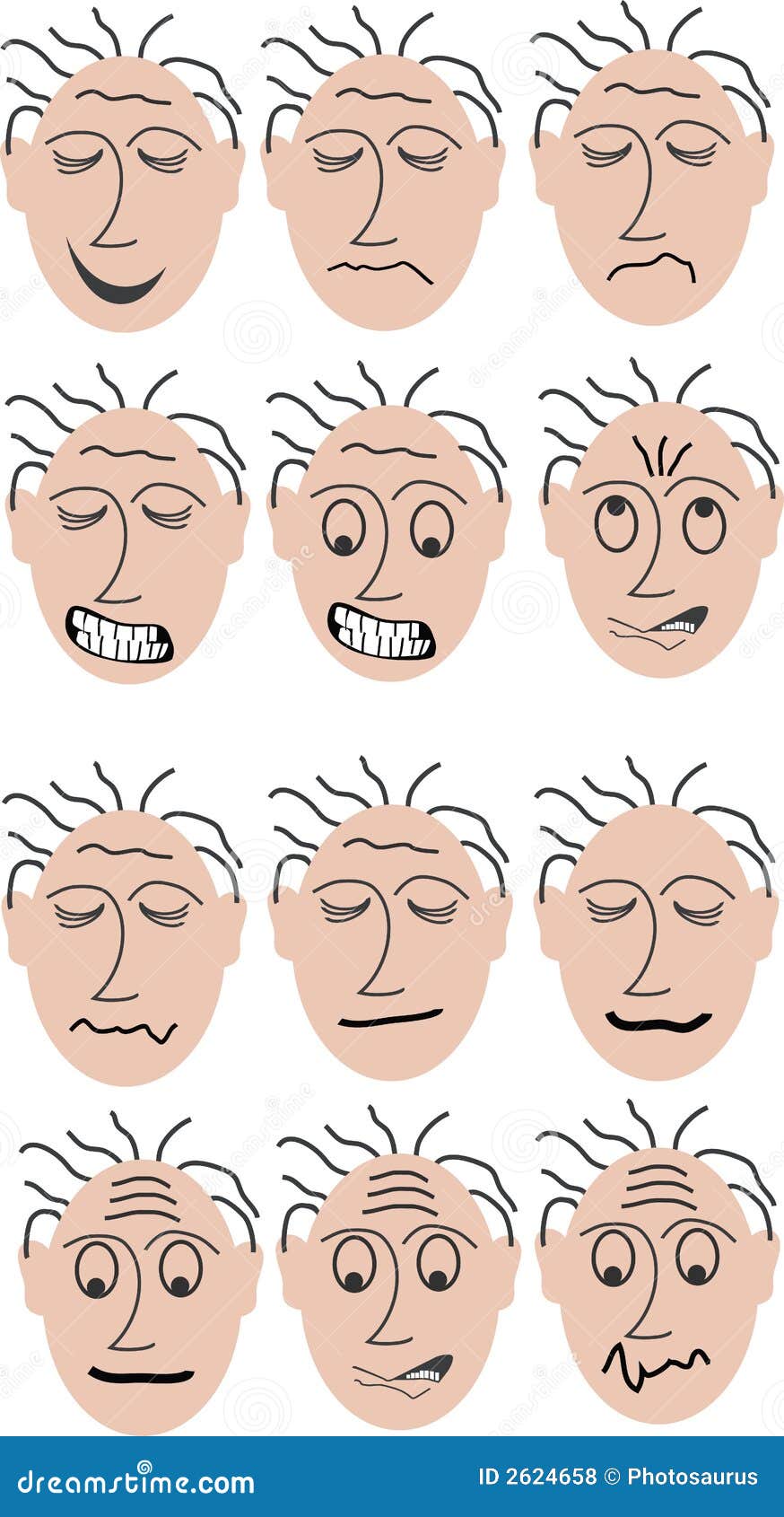 Twelve different mimics stock vector. Illustration of depressed - 2624658
