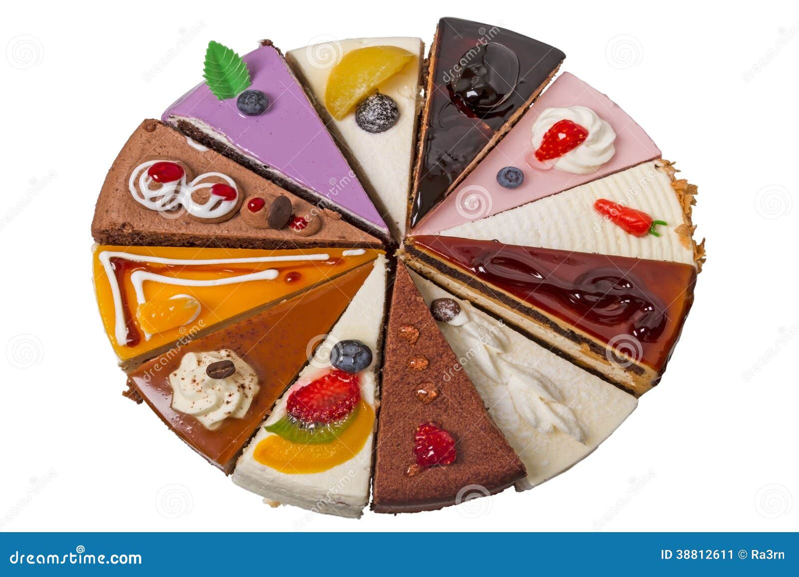 Twelve Different Pieces of Cake Isolated Stock Image - Image of slice ...