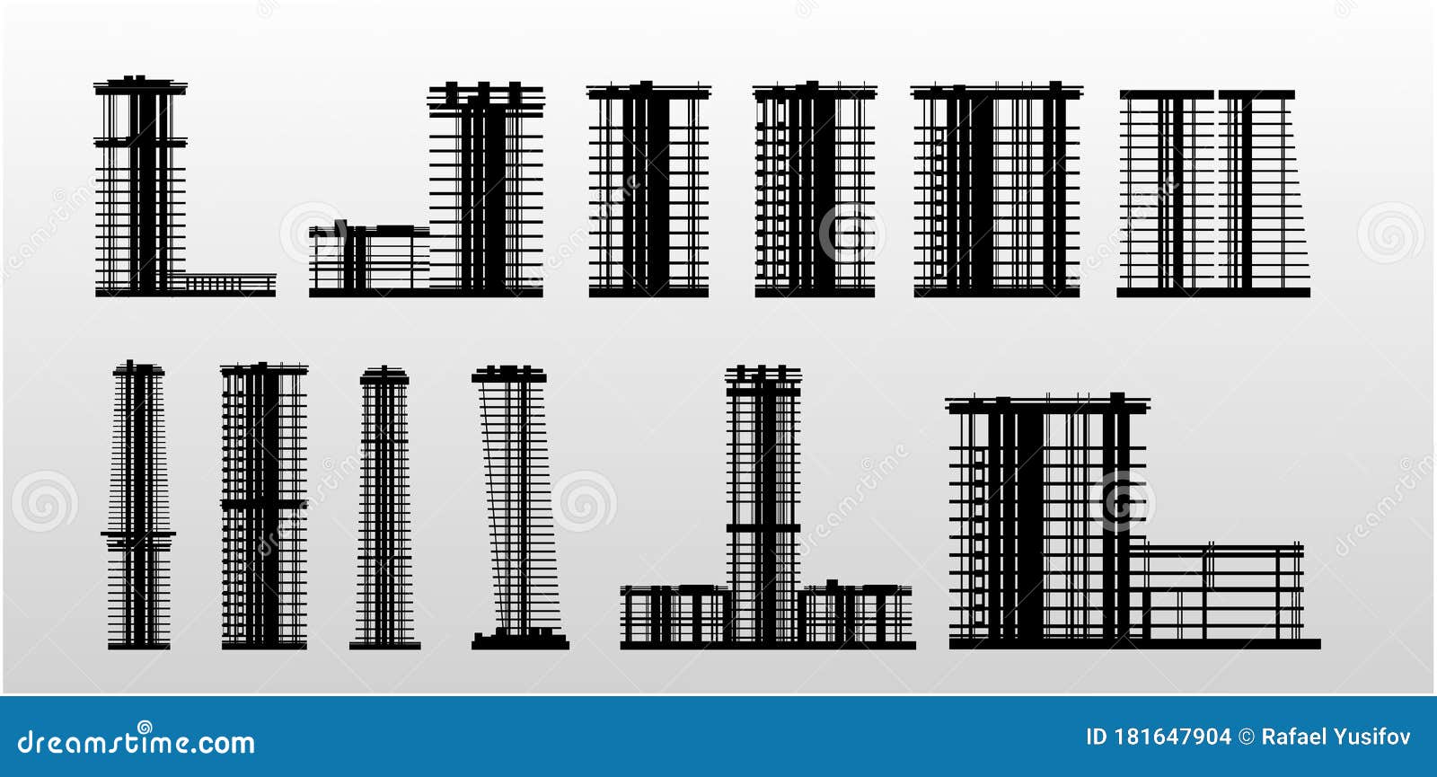 Twelve High-rise Buildings Under Construction. Vector Graphics Stock ...