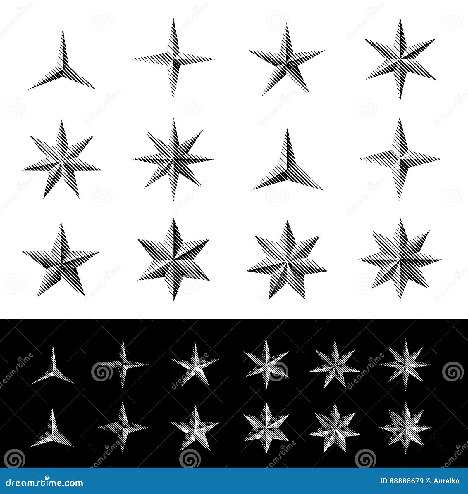 Twelve line stars stock vector. Illustration of raster - 88888679