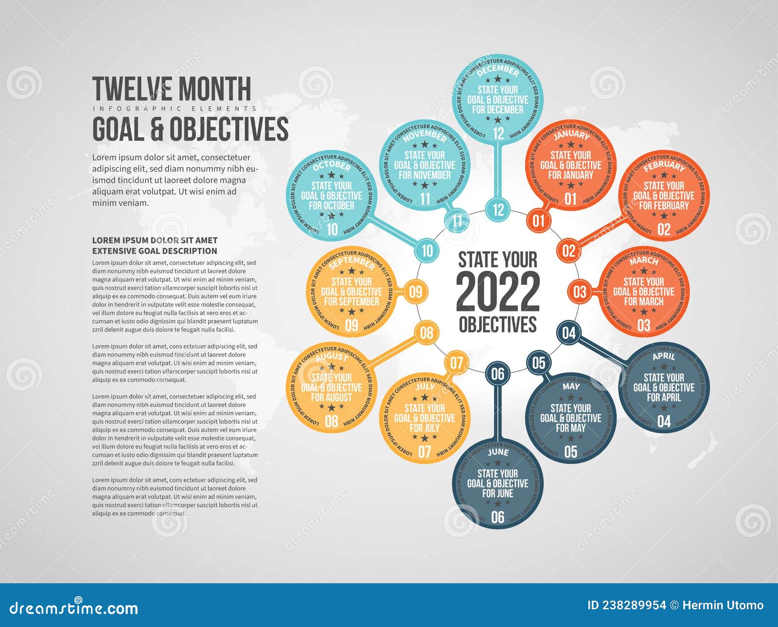 Twelve Month Objectives Infographic Stock Vector - Illustration of ...