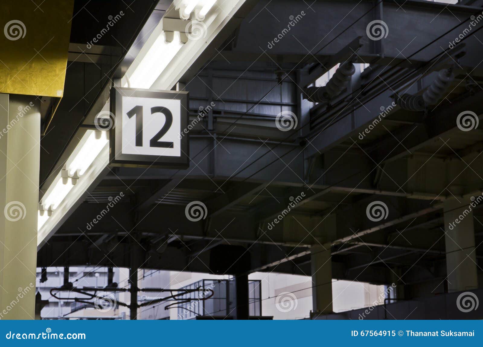 Twelve Number Label on the Train Station. Stock Image - Image of ...