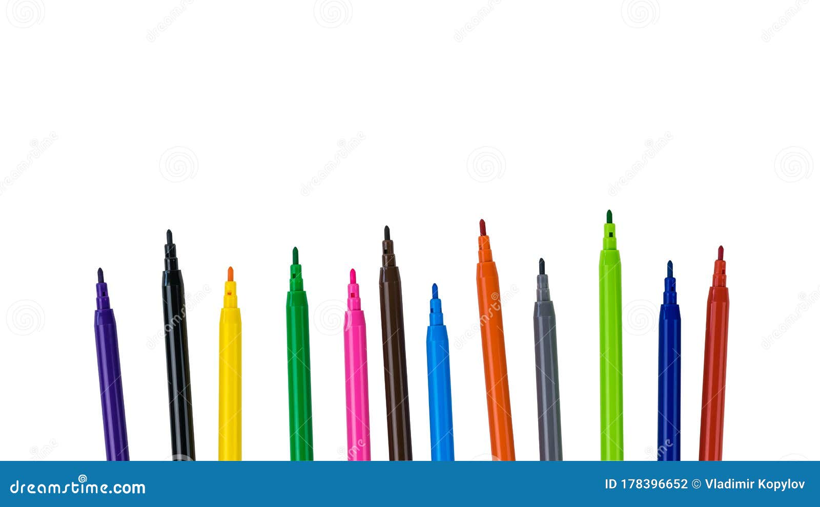 Twelve Open Markers Isolated on a White Background. Stock Photo - Image ...