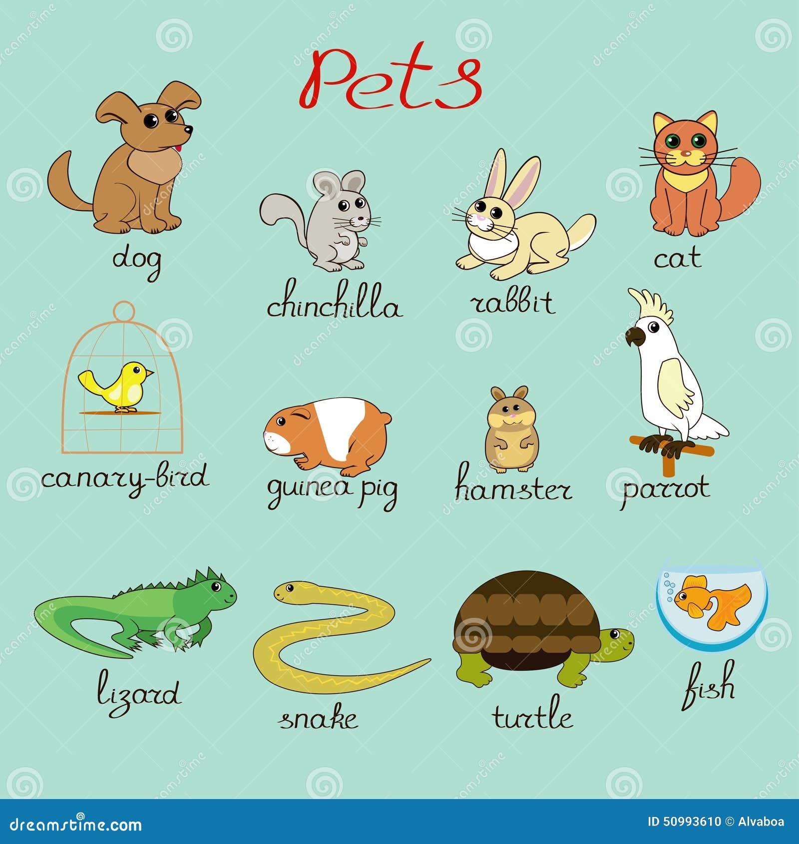 Twelve pets stock vector. Illustration of pets, mammal - 50993610