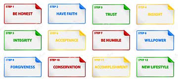 Twelve Steps Program stock vector. Illustration of note - 33883073