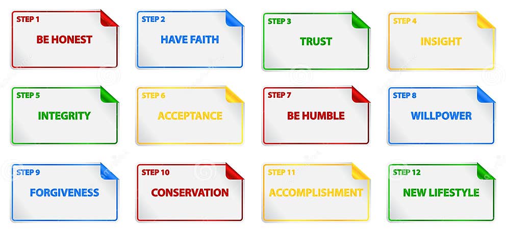 Twelve Steps Program stock vector. Illustration of note - 33883073