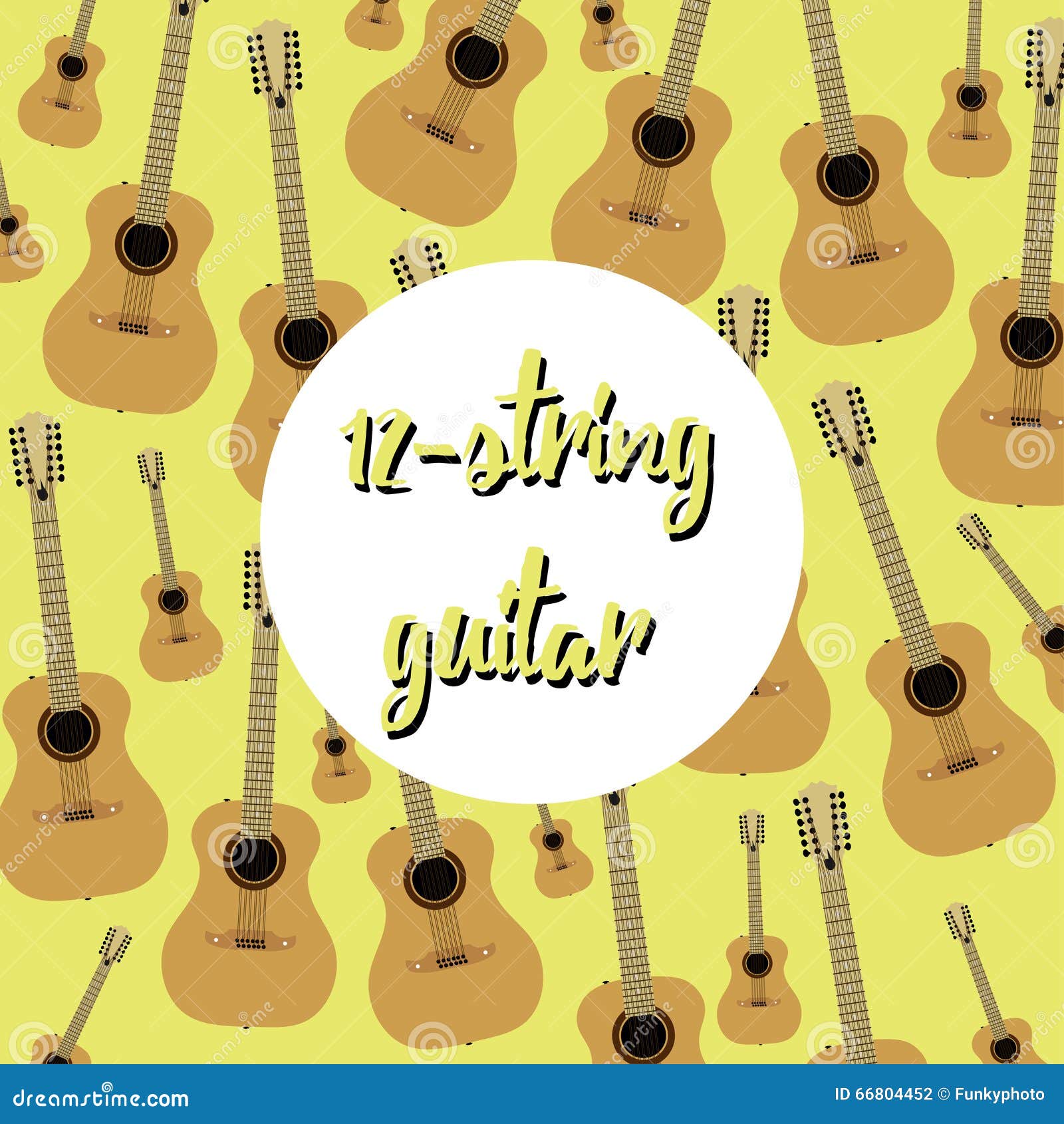 Twelve String Acoustic Guitars on Colored Background Stock Vector ...