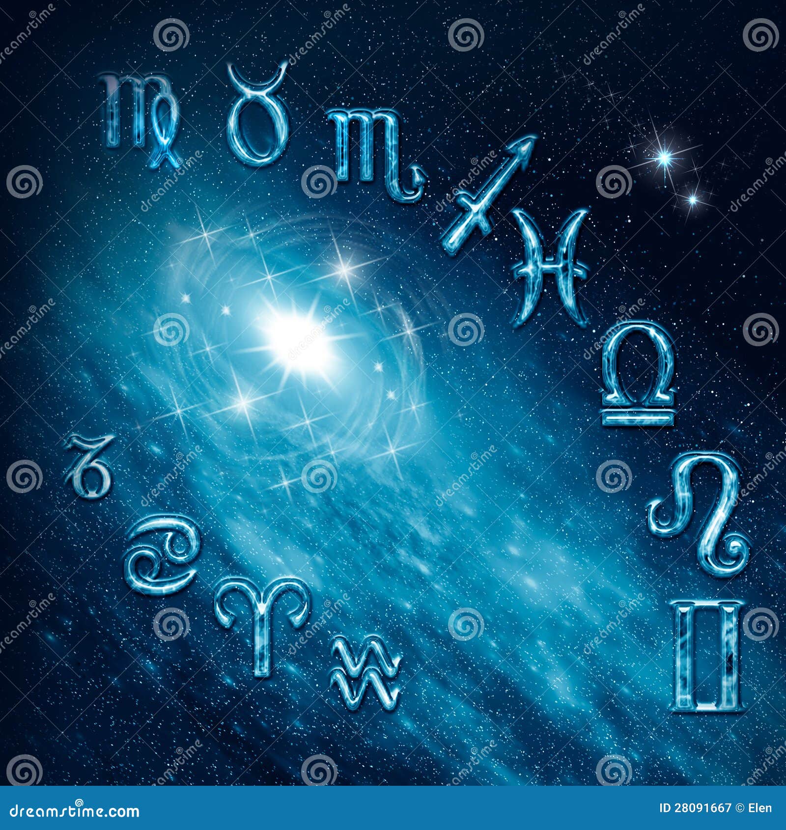 Twelve Symbols of the Zodiac Stock Illustration - Illustration of misty ...