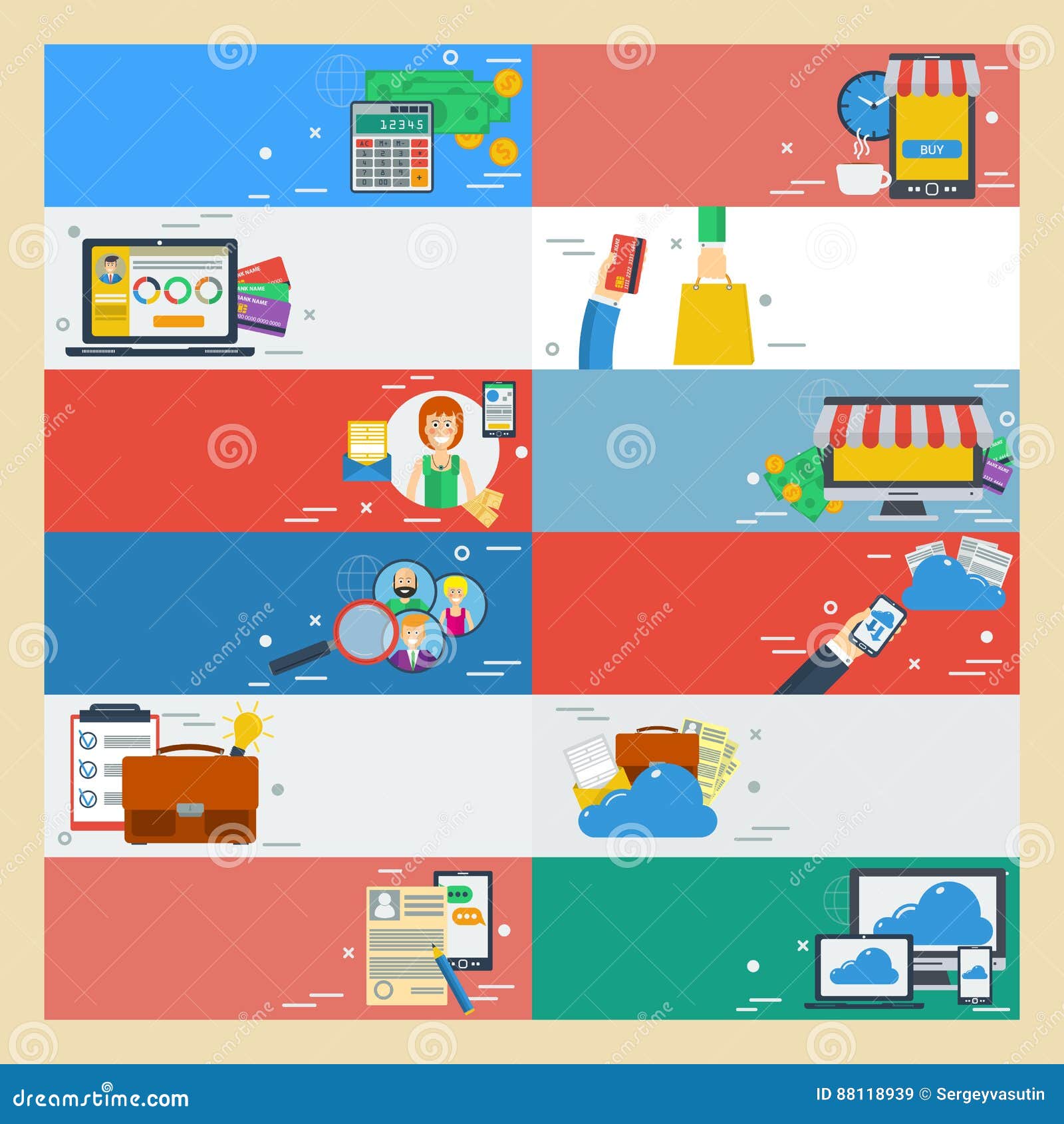 Twelve Template of Flat Banners without Text Stock Illustration ...