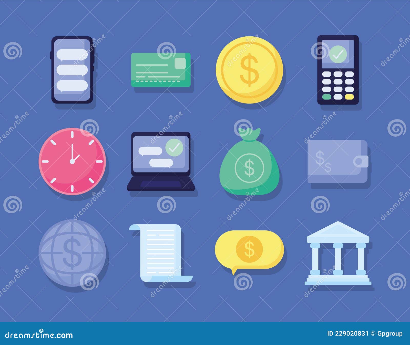 Twelve transaction items stock vector. Illustration of finance - 229020831