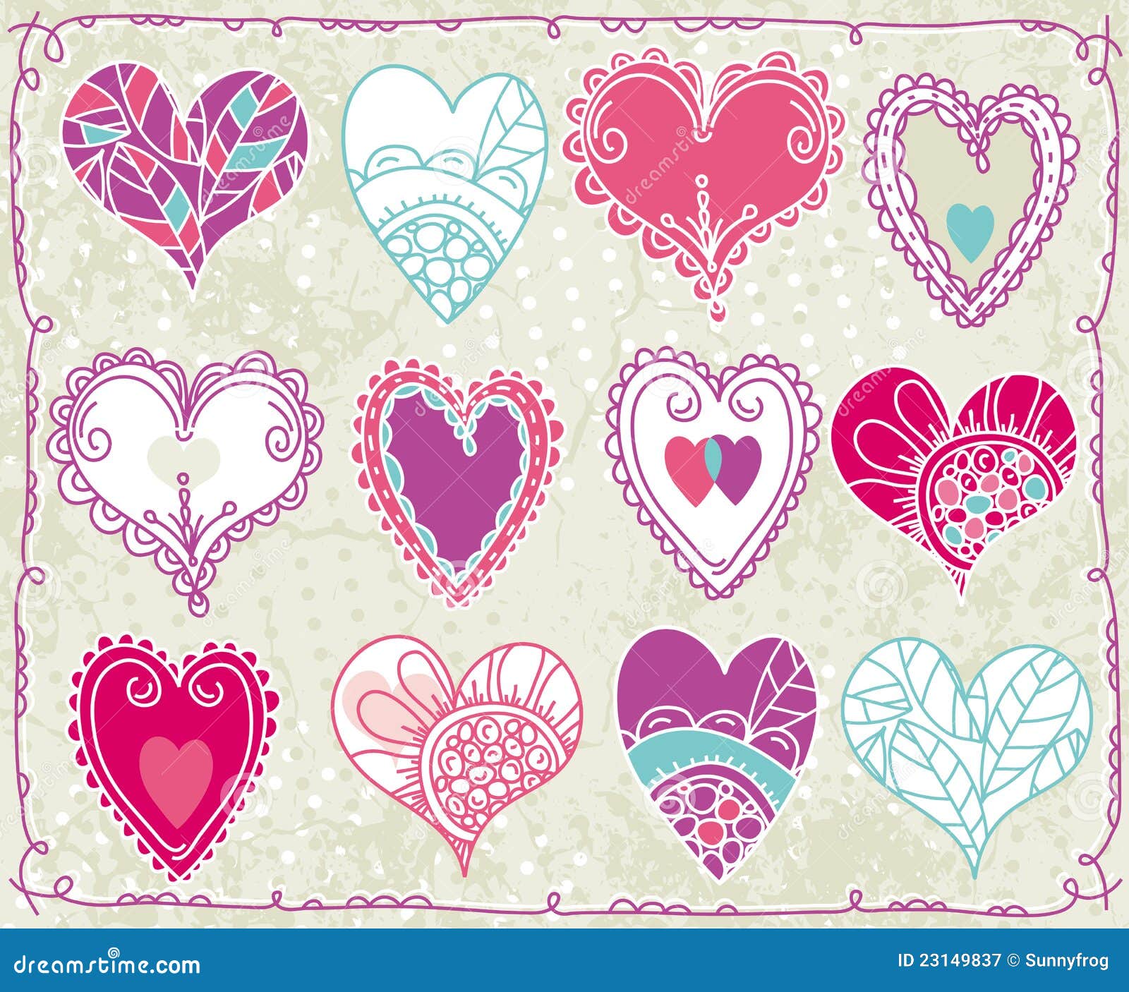 Twelve Valentines Heart, Vector Stock Vector - Illustration of drawing ...
