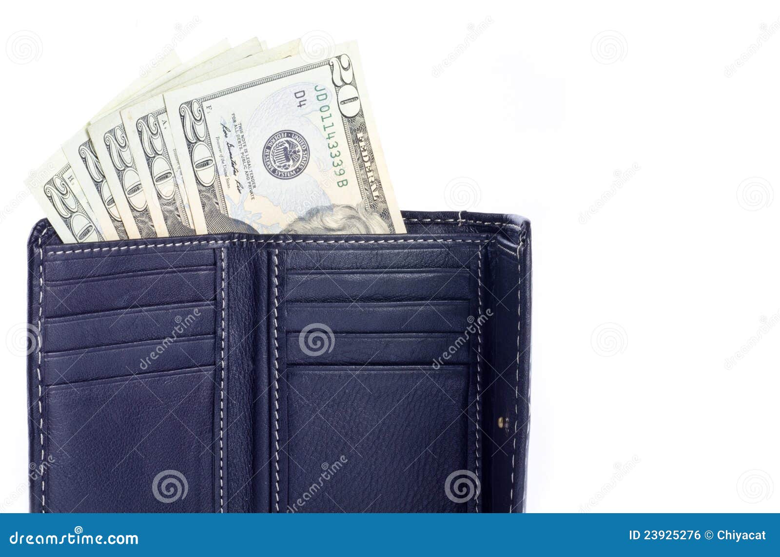 Twenty Dollar US Bills in a Wallet Stock Photo - Image of isolated ...