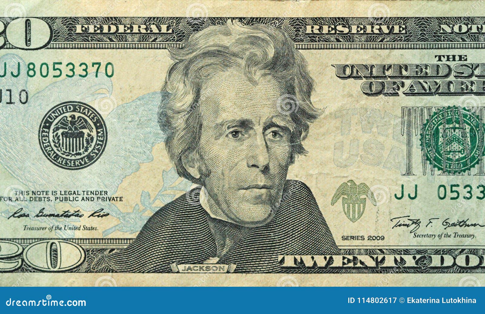 Twenty Dollars with One Note. 20 Dollars Stock Image - Image of finance ...