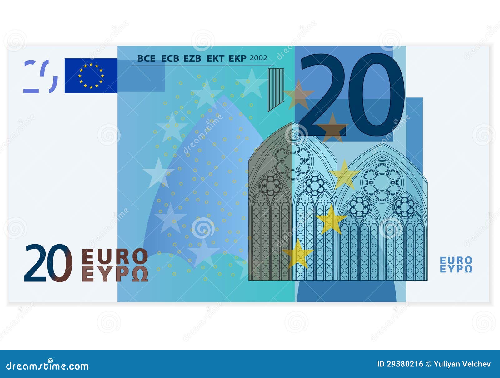 Twenty euro banknote stock vector. Illustration of european - 29380216
